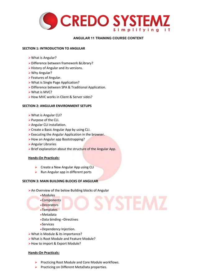 Angular training-course-syllabus | PDF | Web Development | Internet
