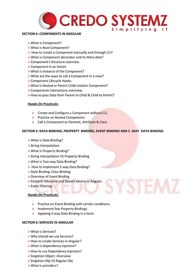Angular training-course-syllabus | PDF | Web Development | Internet