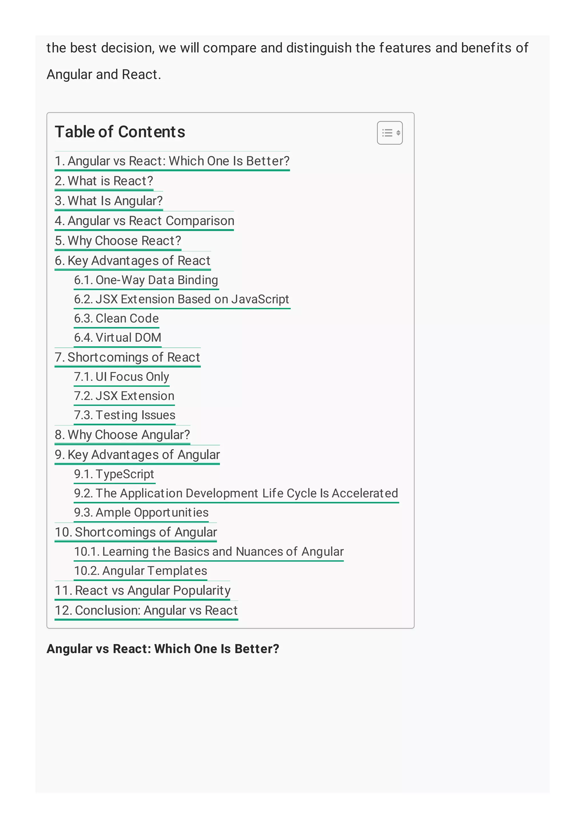 Angular Vs React Making An Informed Decision For Your Web Development Pdf
