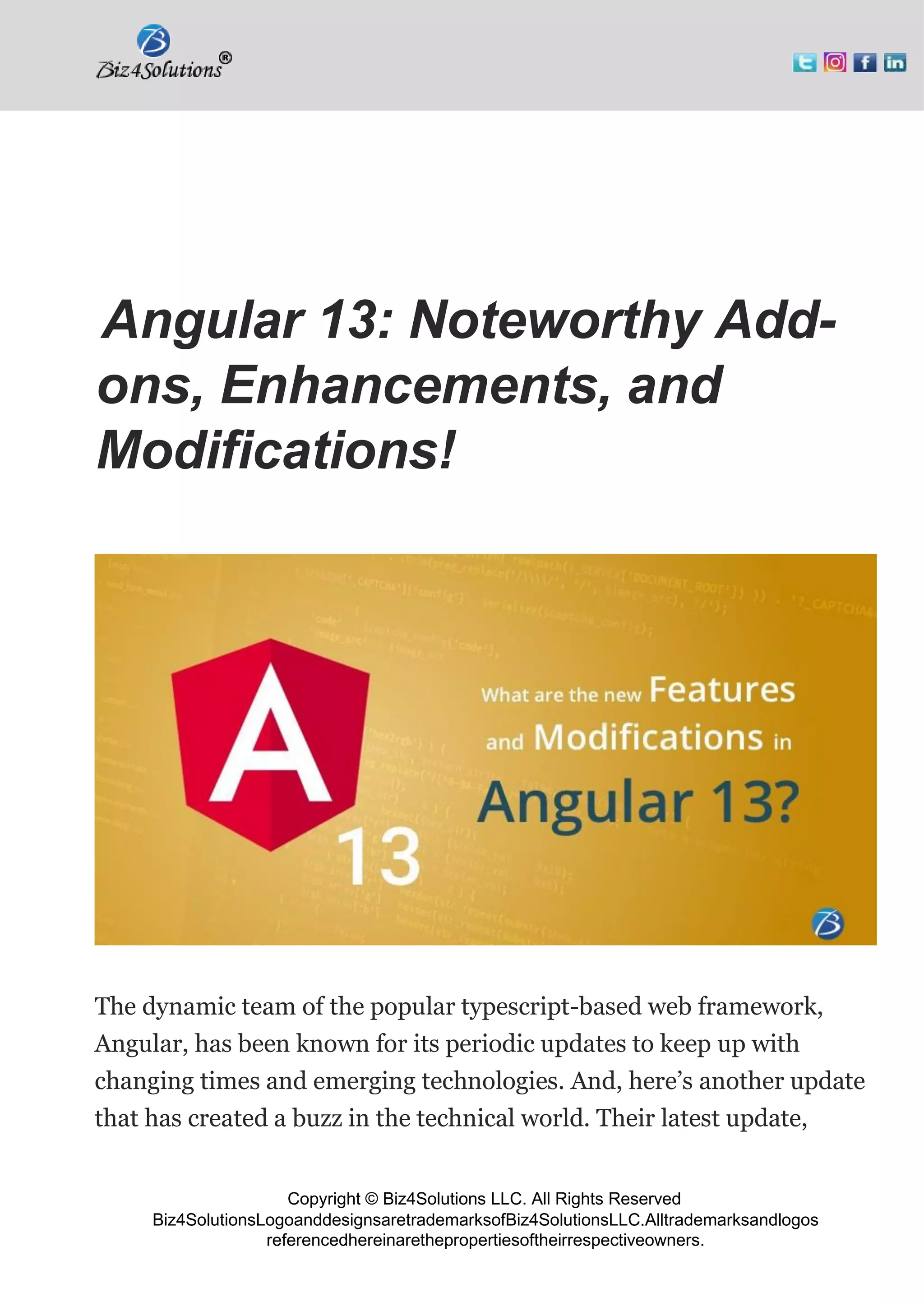 Angular 13 noteworthy add ons, enhancements, and modifications | PDF | Web Development | Internet