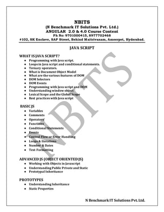 Best Angular JS training in Hyderabad, India | PDF