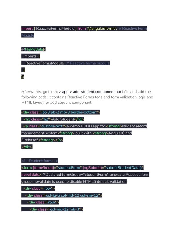 Angular 7 Firebase5 CRUD Operations with Reactive Forms | PDF Angular 7 Firebase5 CRUD Operations with Reactive Forms | PDF