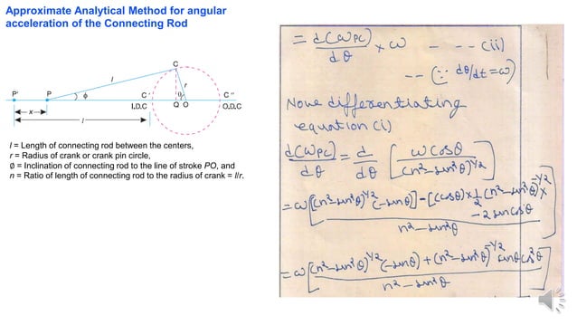 Angular Acceleration Of Connecting Rod Analytical Method Ppt