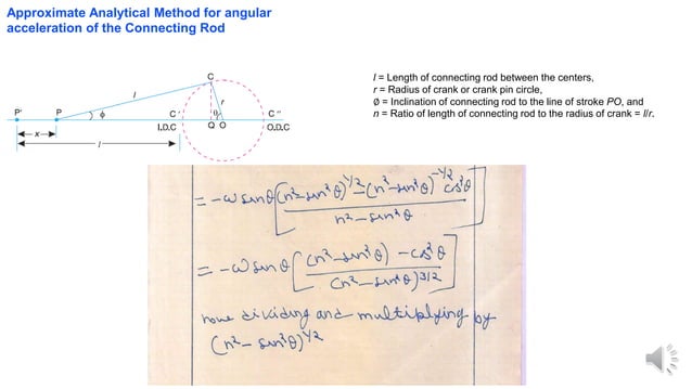 Angular Acceleration Of Connecting Rod Analytical Method Ppt