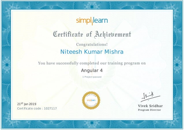 Angular certificate Angular certificate