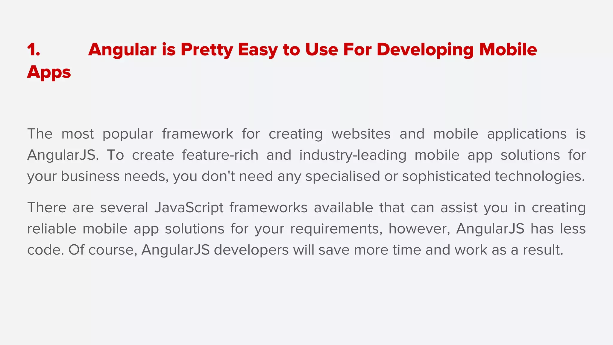 7 Key Reasons To Choose Angular for Mobile App Development Project | PPTX