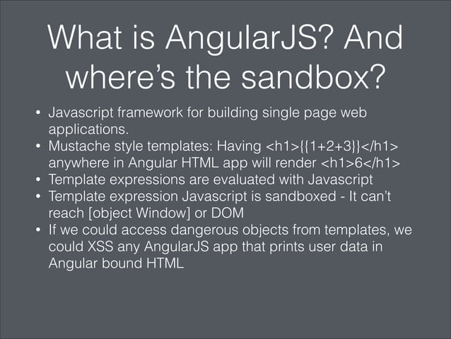 Breaking AngularJS Javascript sandbox | PPT | Free Download