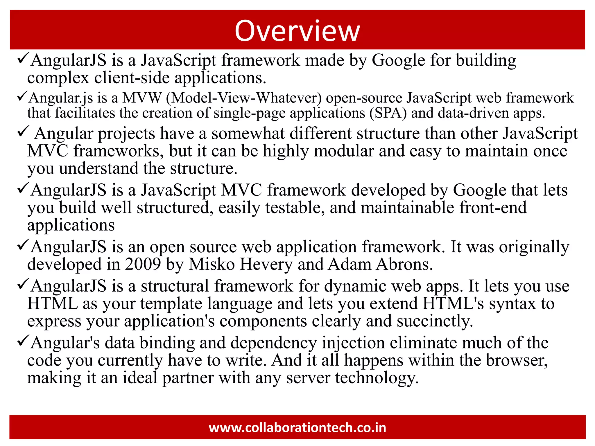 Introduction to AngularJS Framework | PPT Introduction to AngularJS Framework | PPT