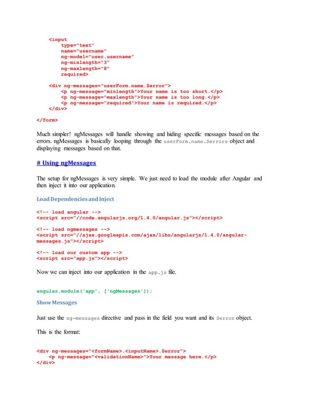 Angular js form validation with ngmessages shashi-19-7-16 | DOCX