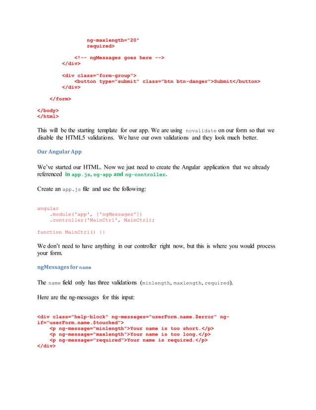 Angular js form validation with ngmessages shashi-19-7-16 | DOCX