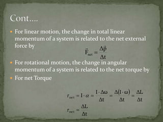 Angular momentum in terms of rigid body | PPTX