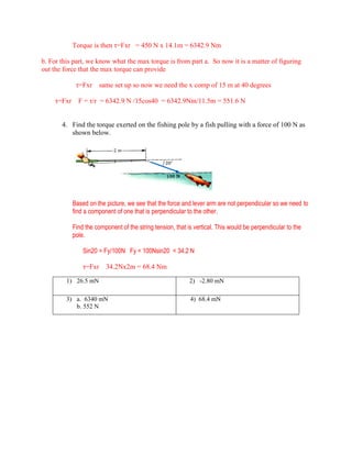 Angular motion problem set c torque solutions | PDF