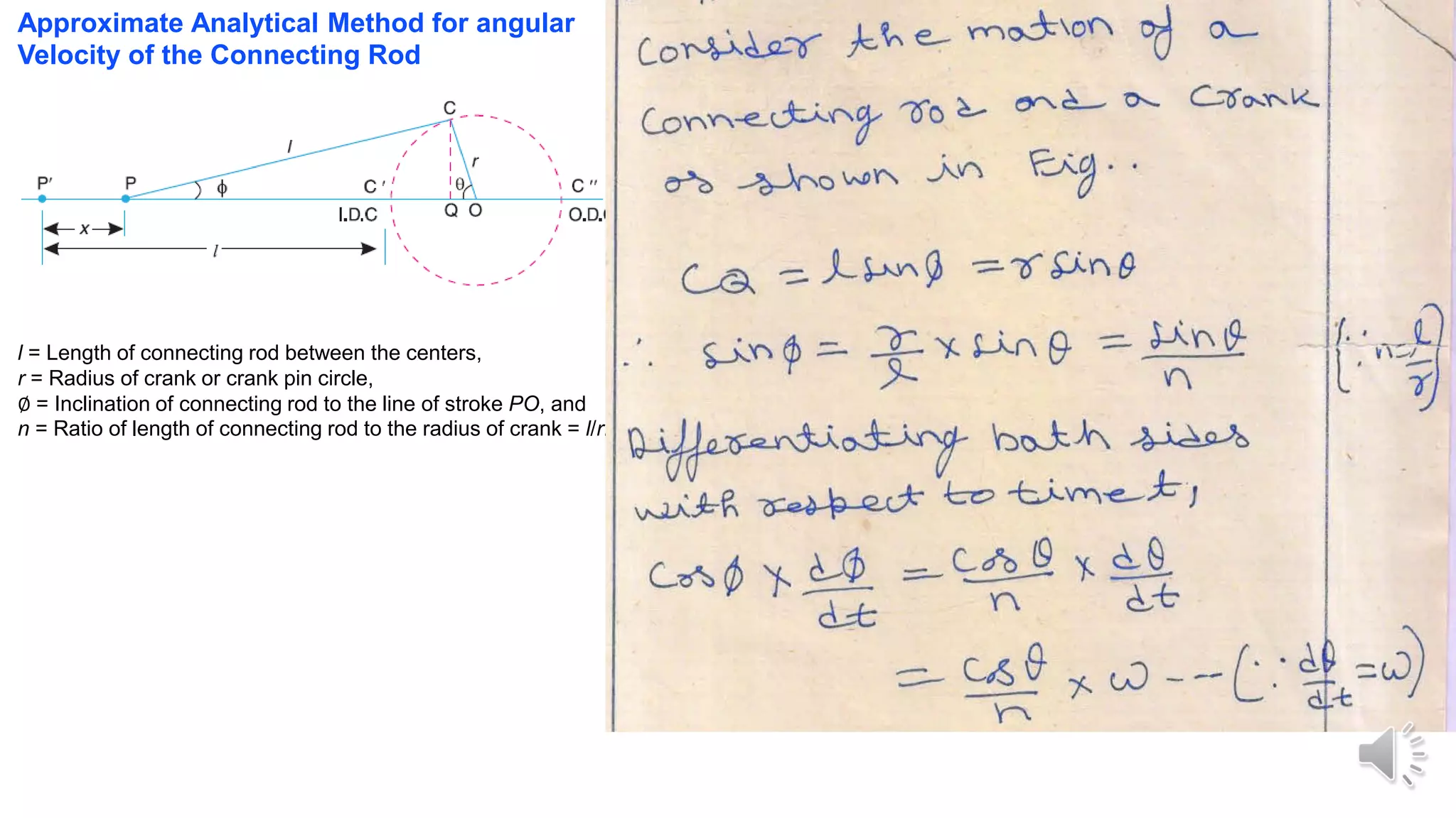 Angular Velocity of connecting Rod (Analytical Method) | PPT