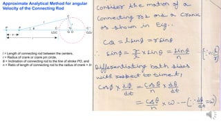 Angular Velocity of connecting Rod (Analytical Method) | PPT