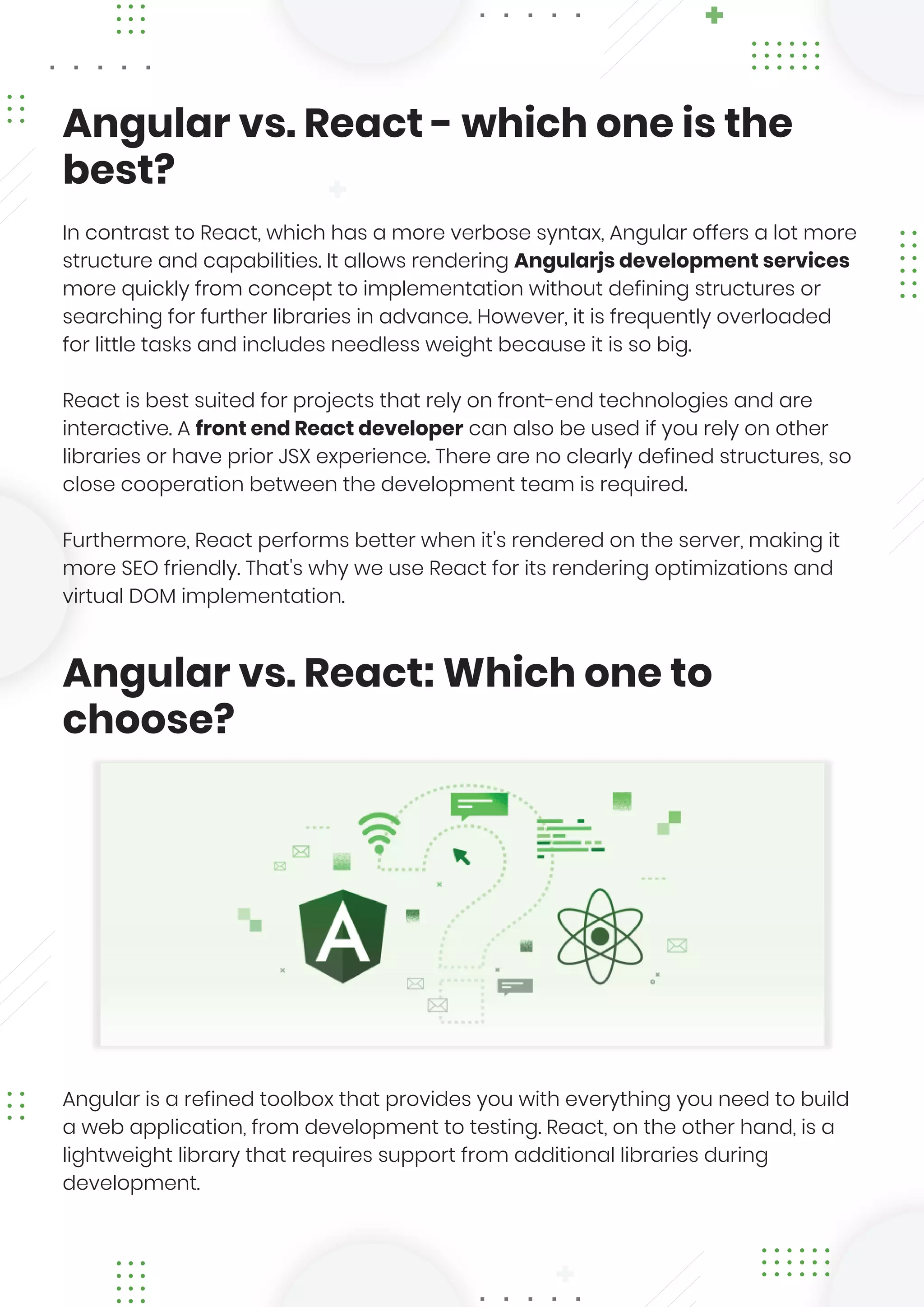 Angular Vs React The Battle Of Best Front End Frameworkspdf Web Development Internet