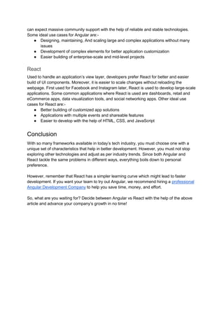 React VS Angular- Which is Best for You in 2023? | DOCX