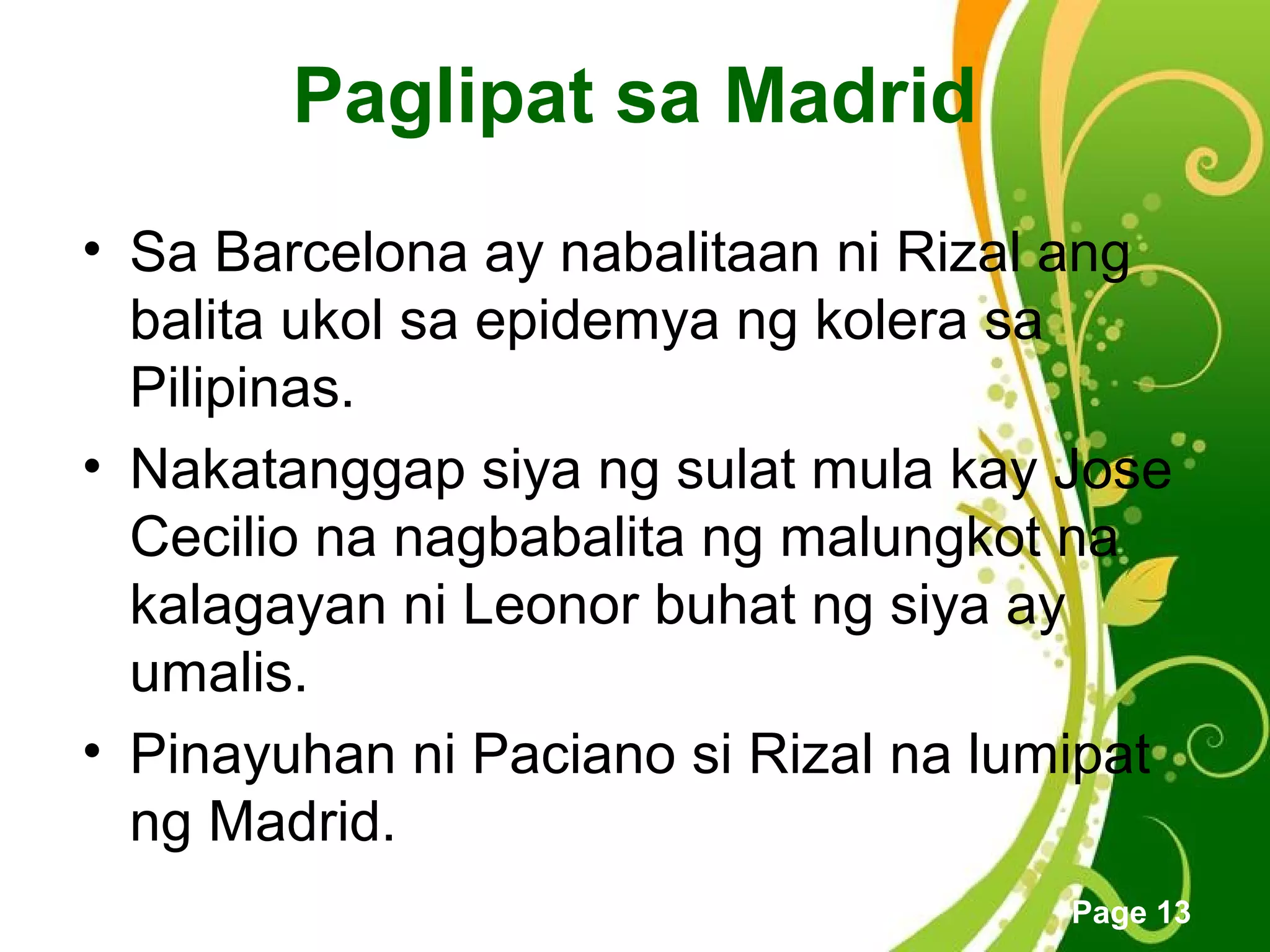 Ang unang pangingibang bansa ni rizal | PPT
