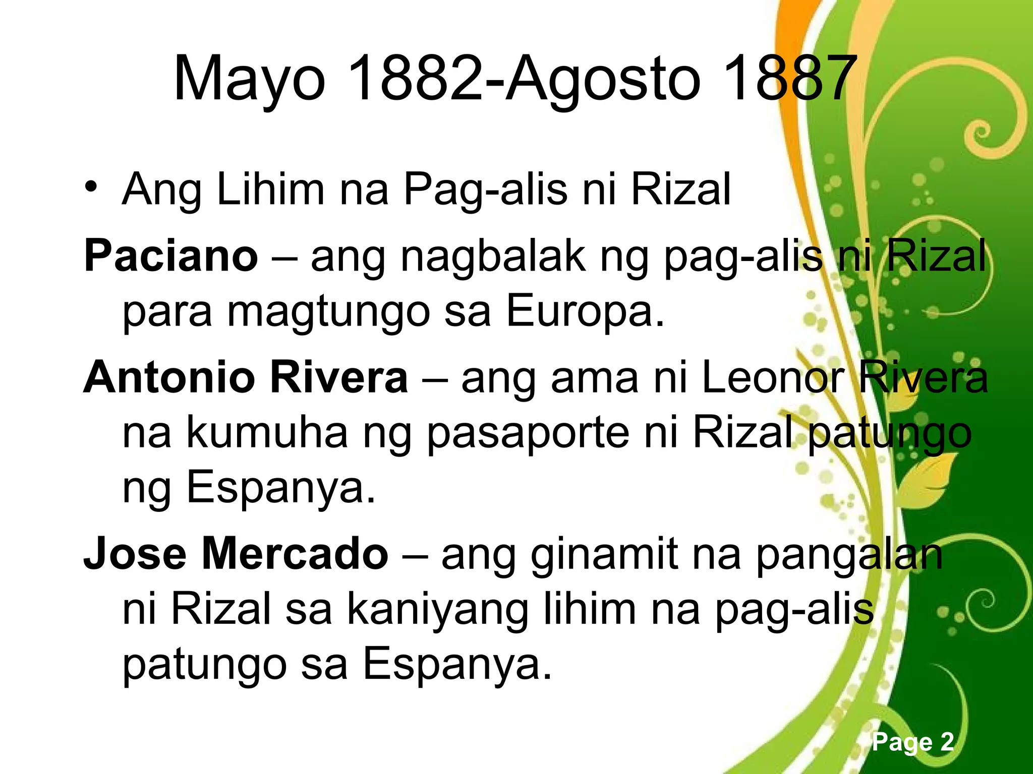 Ang unang pangingibang bansa ni rizal | PPT