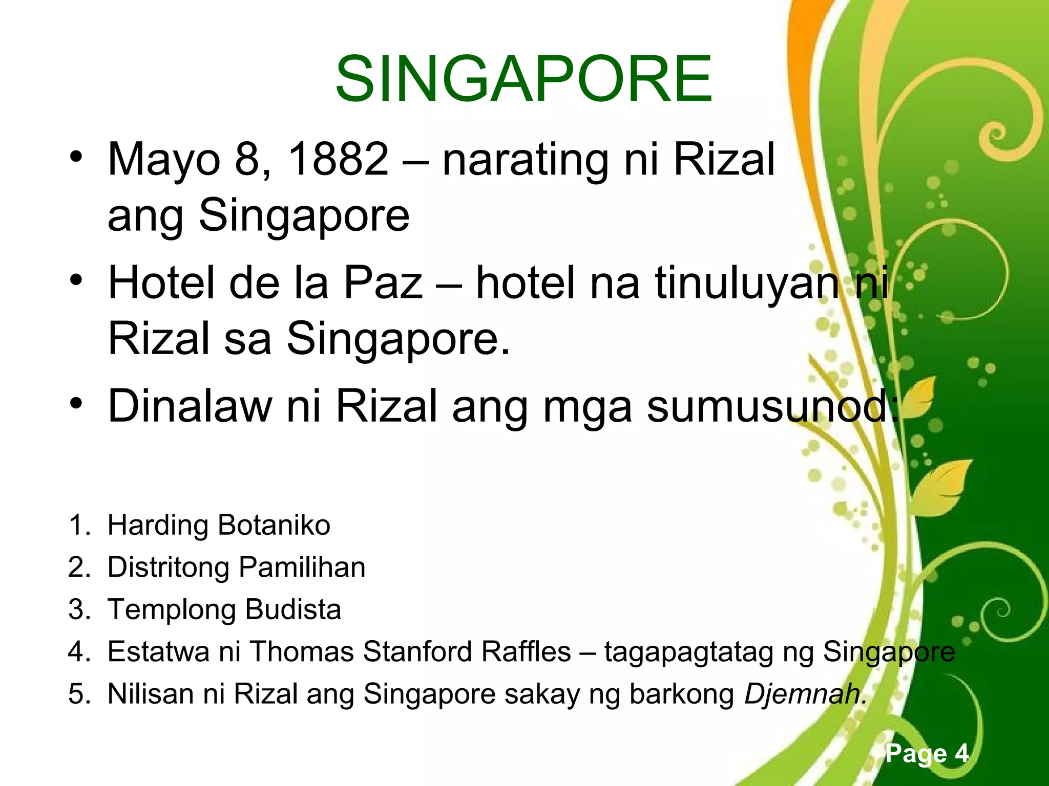 Ang unang pangingibang bansa ni rizal | PPT