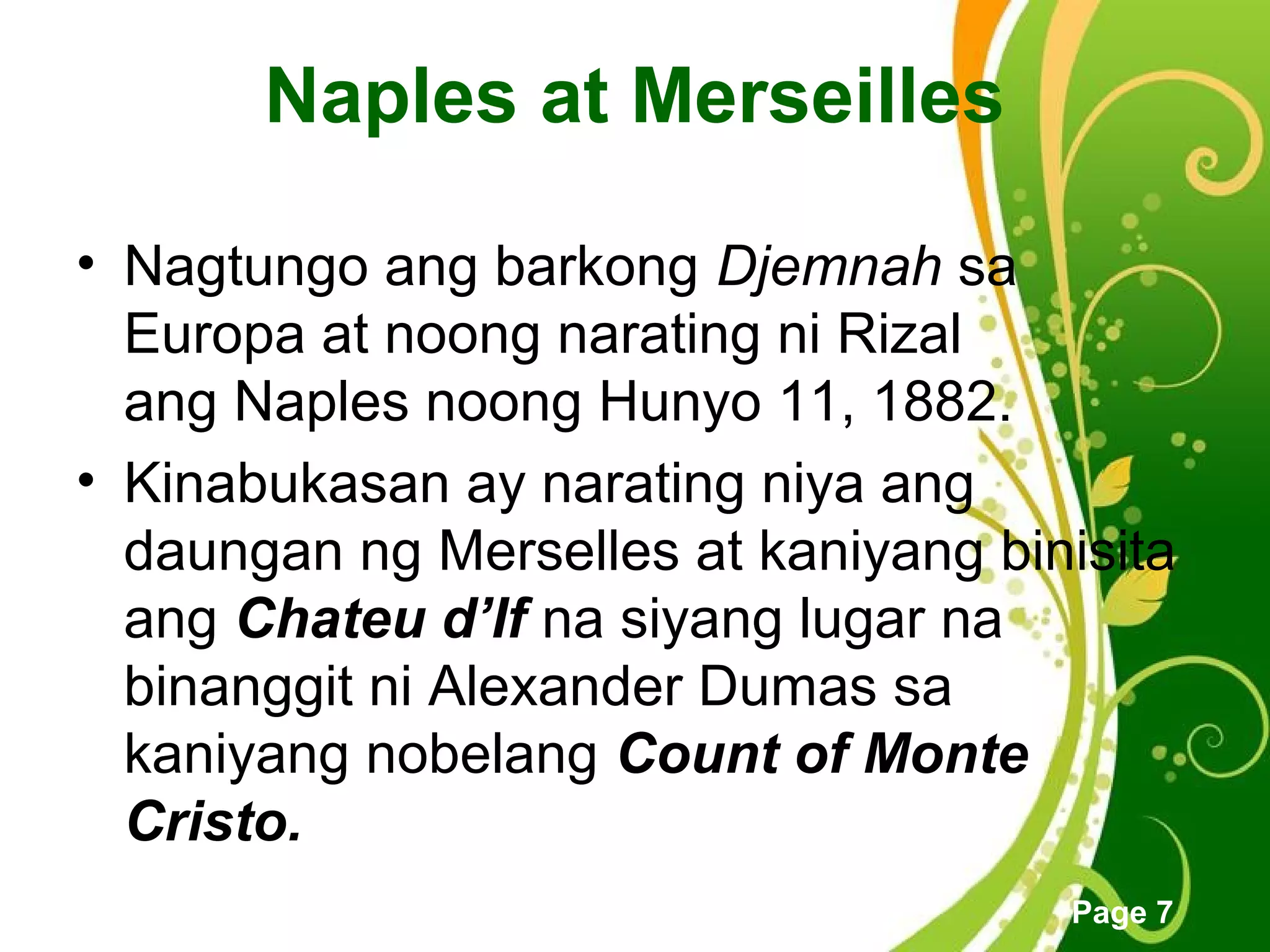 Ang unang pangingibang bansa ni rizal | PPT