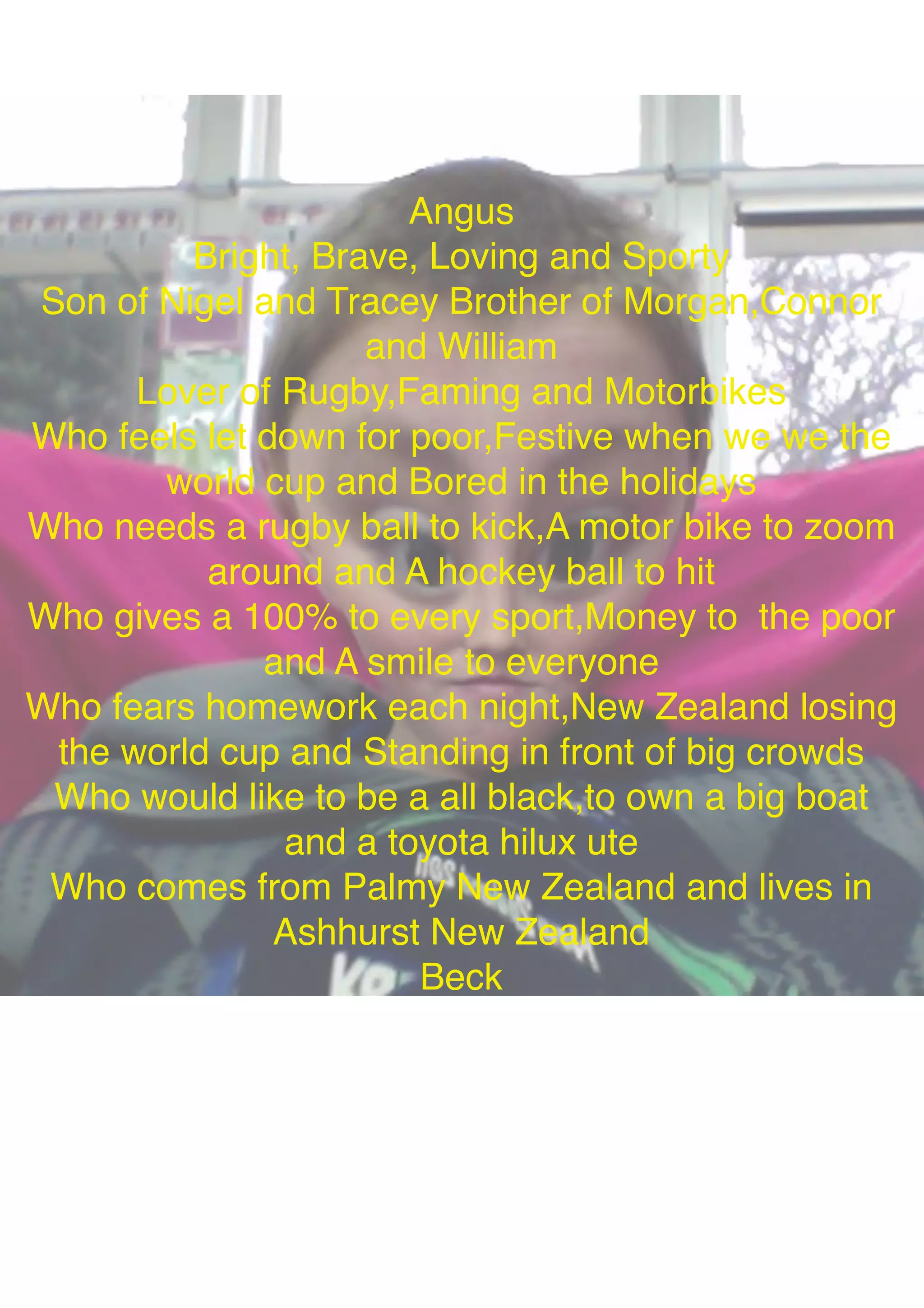 Angus bio poem | PAGES