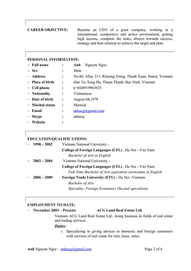 Anh cv english 2 feb2015 | DOC