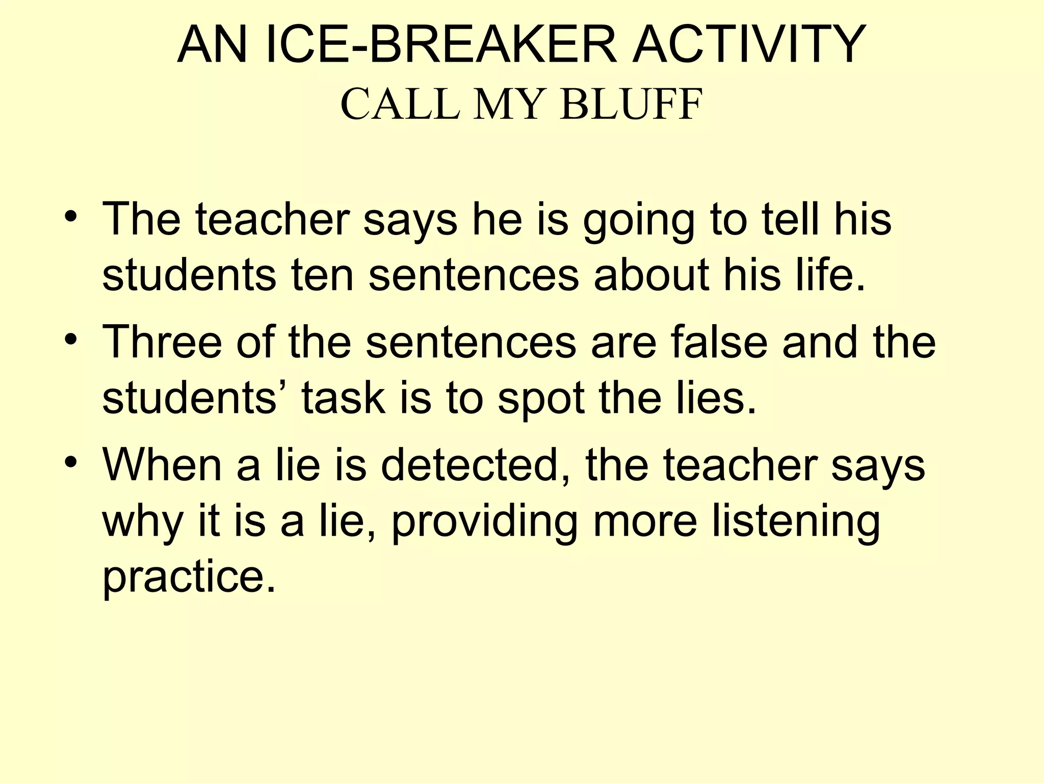 An Ice Breaker Activity | PPT