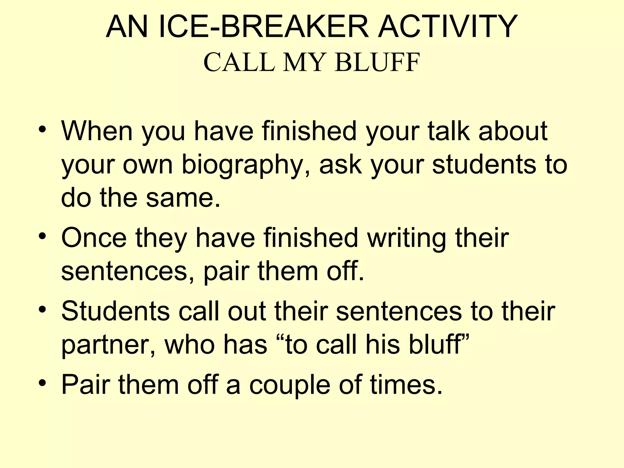 An Ice Breaker Activity | PPT