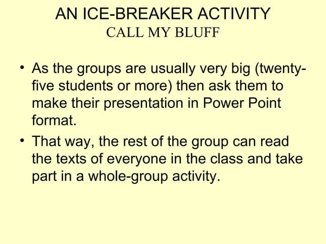 An Ice Breaker Activity | PPT