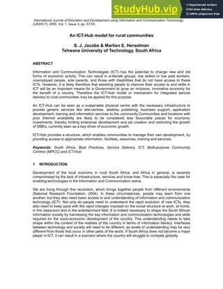 An ICT-Hub Model For Rural Communities | PDF