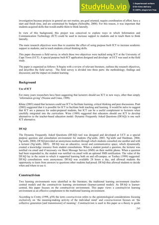 An ICT-Mediated Constructivist Approach For Increasing Academic Support And Teaching Critical ...