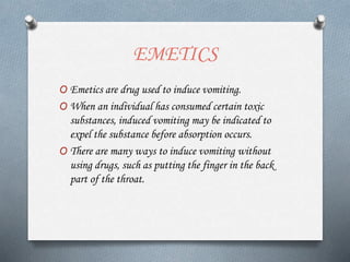Aniemetics, Emetics, Purgatives Drugs | PPT