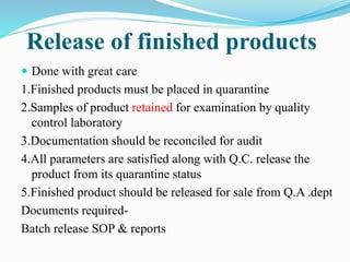 Manufacturing Operations And Control In Pharmaceuticals | PPTX