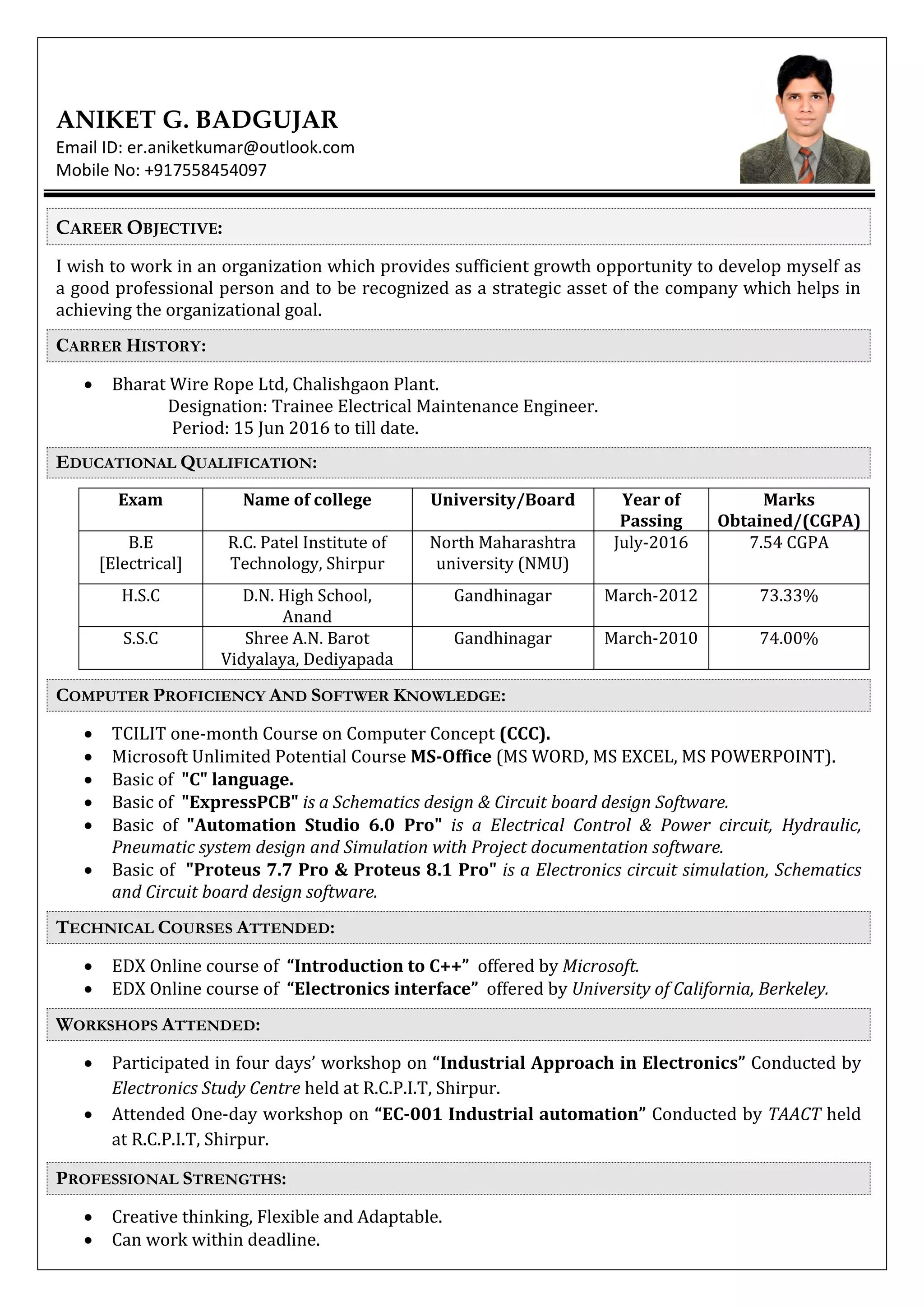 Aniket cv | PDF
