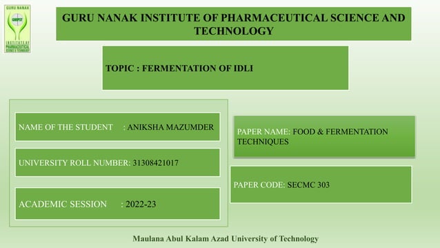 fermentation of idli | PDF