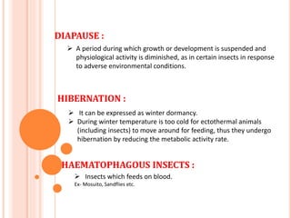 diapause and hibernation in haematophagous insects | PPTX