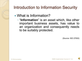 Isms Implementer Course Module 1 Introduction To Information Security ...