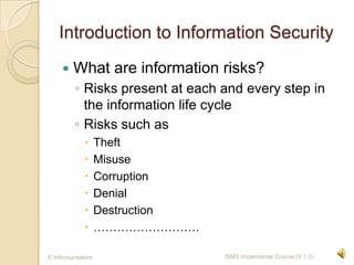 Isms Implementer Course Module 1 Introduction To Information Security | PPSX