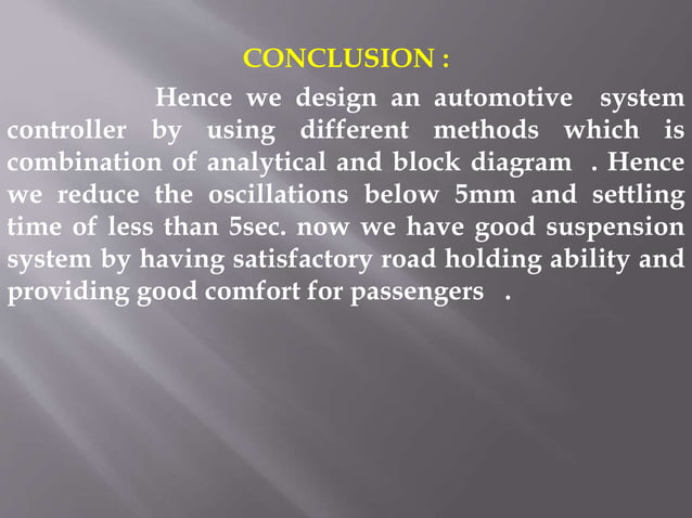 suspension controller design using control systems | PPT