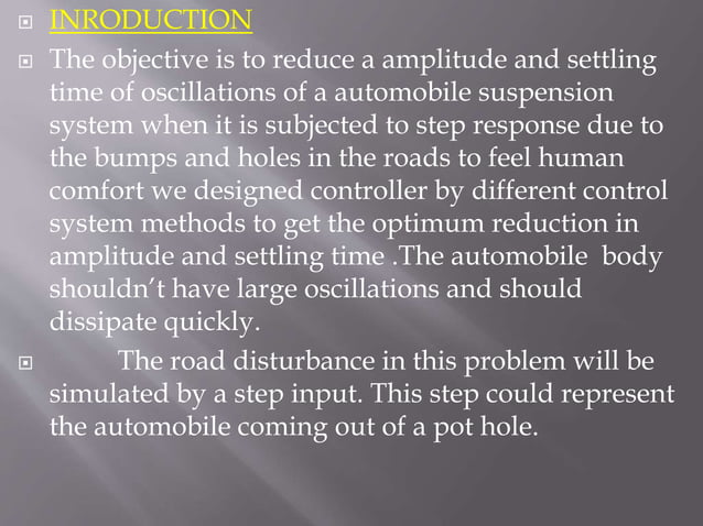 suspension controller design using control systems | PPT
