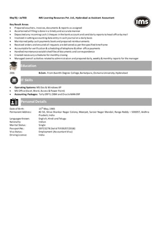 Anil Kumar CV | DOCX | Business Accounting & Finance | Business