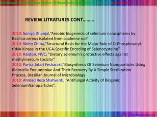 Anil kumar ppt'antifungal & molecular aspects of selenium np | PPTX