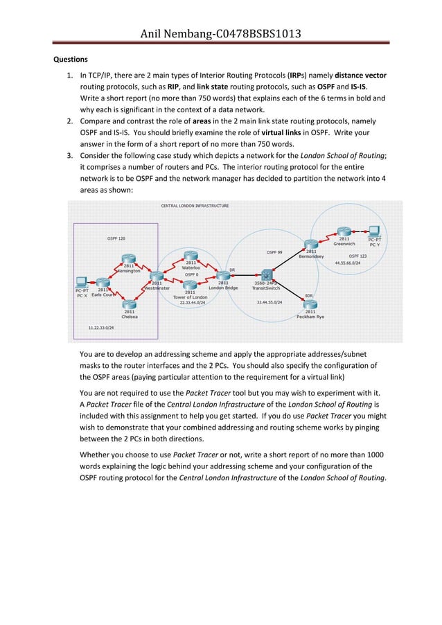 OSPF (Open Shortest Path First) Case Study: Anil Nembang | PDF