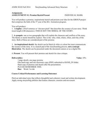 Anim 30102 assignments_fall2014 | PDF