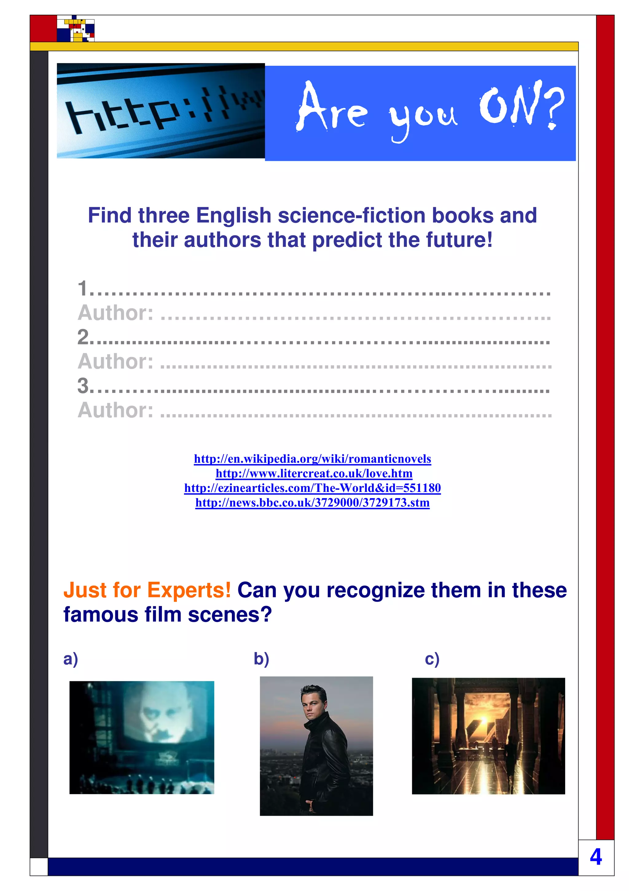 The Science Fiction genre - reading encouragment activity 1 | PDF ...