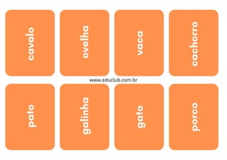 Common Farm and Domestic Animals in Portuguese Vocabulary | PDF
