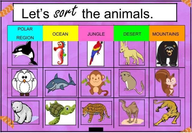 Animal-Habitat Sorting Mat.doc english flashcards | PPT