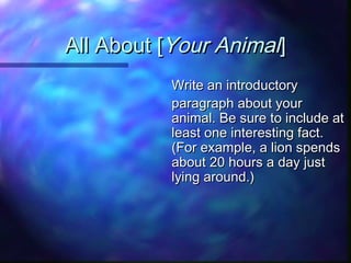 Animal report template | PPT