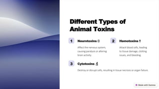 toxin produced by animals and their function or side effects on humans ...