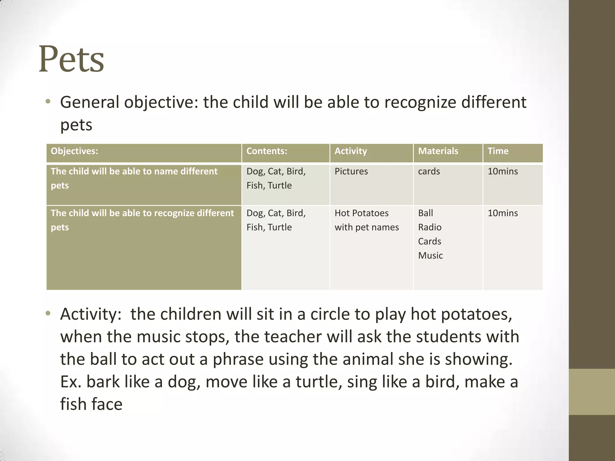 Animal activities | PPTX